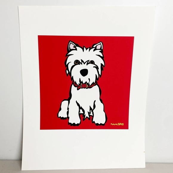 Marc Tetro | Art | Marc Tetro Art Dog Print Westie On Red 1x14 West ...